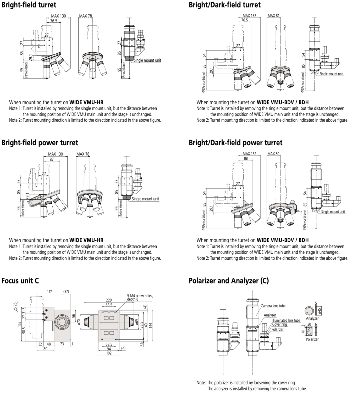 Wide Video Microscope Brightfield/Darkfield Units with Vertical ...